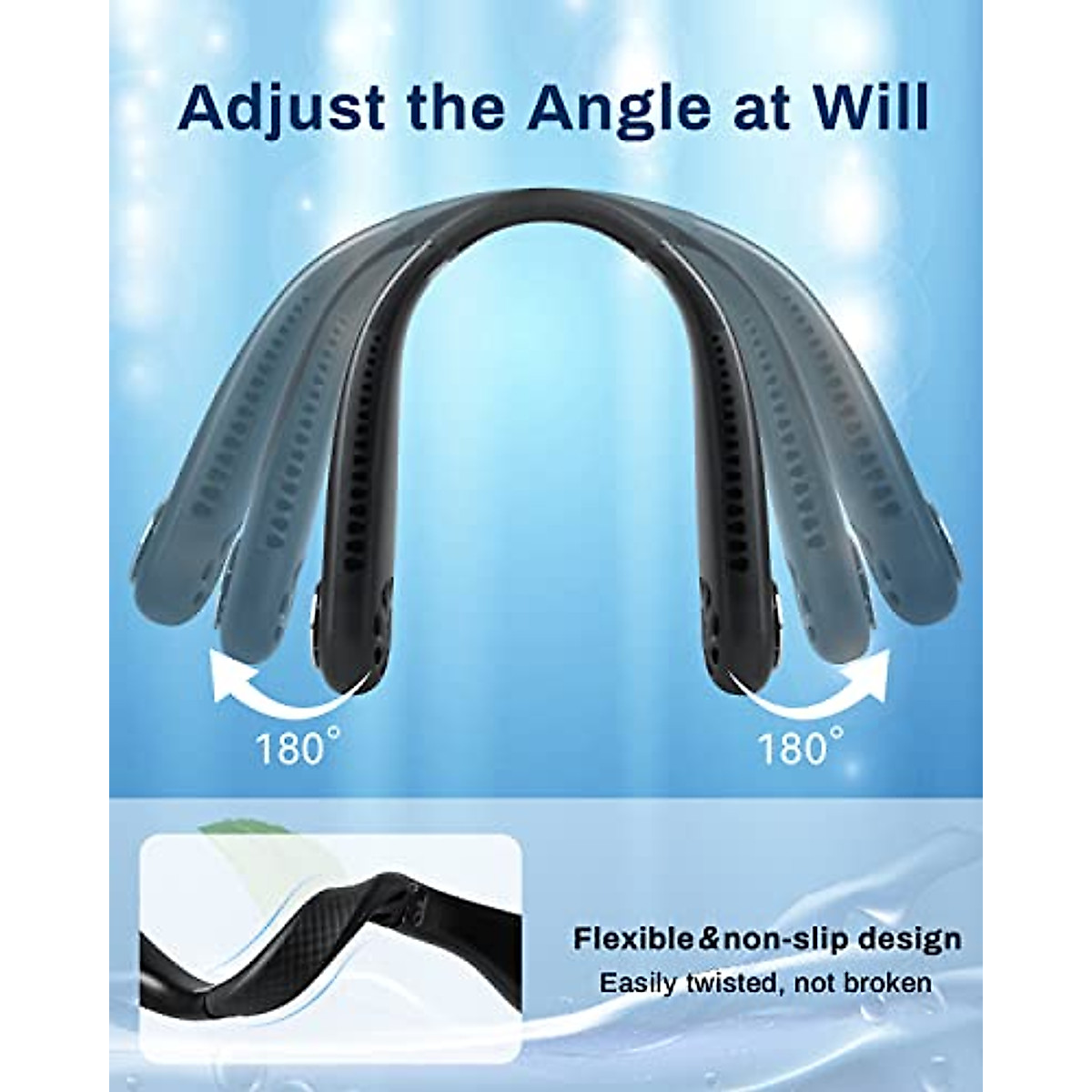 Hoizoxee 4000mAh Portable Fan, Wearable Bladeless Neck Fan, Battery Powered Personal Fan，Suitable for Indoor and Outdoor Sports,Home,Office,Travel