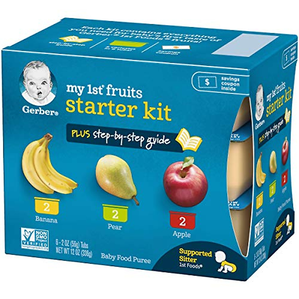 Gerber My 1st Fruits and Veggies Stage 1 Baby Food Starter Pack Bundle, 2 items, 2 Ounce Tubs, (12 Tubs Total)