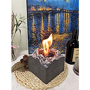 Xoten Concrete Tabletop Fire Pit, Snow Mountain,Indoor & Outdoor Fire Pit Bowl, Ethanol Fire Pit, Small Balcony Table Top Fire Bowl, Patio Firepit, Mini Fireplace, Tabletop Fireplace