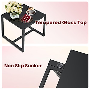 Murago 5 Pieces Wicker Patio Conversation Sets, Rattan Furniture Set with Coffee Table and 2 Ottomans, Ideal for Porch, Garden, Yard, Poolside, Black Rattan with Red Cushion