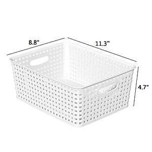 Ponpong Plastic Storage Baskets, plastic weave basket, 4 Packs
