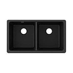 Elkay Quartz Classic ELGU3322BK0 Equal Double Bowl Undermount Sink, Black
