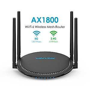 WAVLINK AX1800 WiFi 6 Smart Router, Dual Band Gigabit Wireless Internet Mesh Router for Home, Coverage up to 1,500 sq. ft., 64+ Devices, MU-MIMO OFDMA TWT, Turbo, TouchLink, Parental Control, QoS