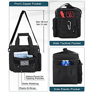 SumeStar Tactical Lunch Box for Men, Expandable Large Insulated Lunch Bag for Adult, Heavy Duty Double Deck Lunch Cooler Bag Leakproof Waterproof Lunch Tote for Work Office Travel - Black