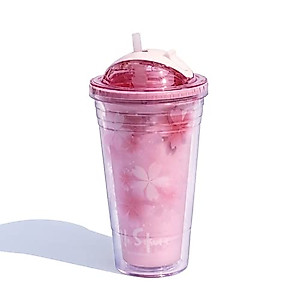 PMCDS2G Insulated Tumbler with Lid and Straw Double Wall Reusable Leakproof 16oz Travel Tumbler Cup Water Bottle BPA Free - Pink