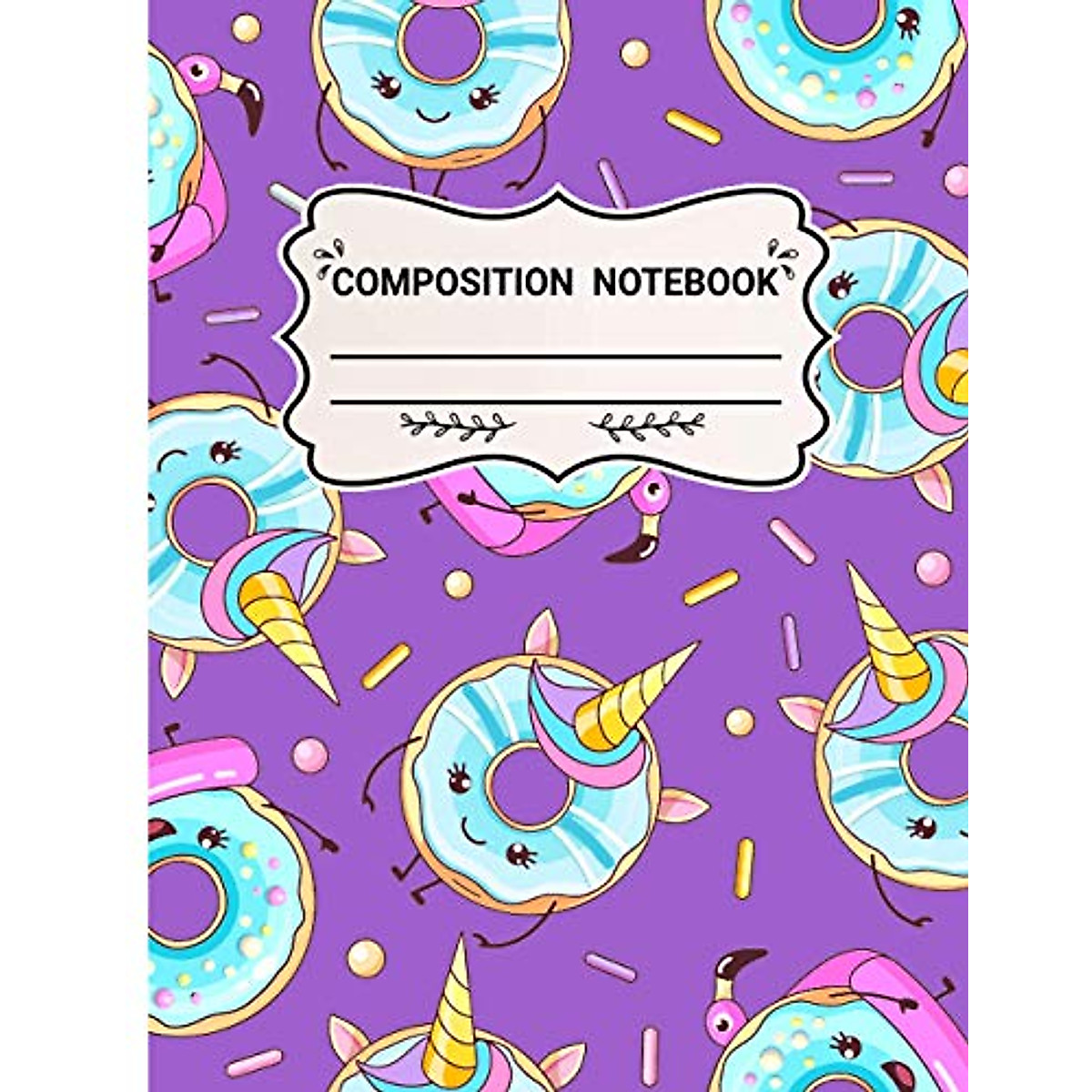Composition Notebook: Wide Ruled Paper Notebook | Blank Lined Workbook for Teens Kids Students for Home School College | Cute Unicorn Pattern