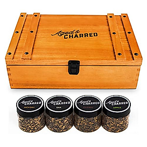 Cocktail Smoker Kit with Torch & Wood Chips for Whiskey & Bourbon (Premium Edition) + Wood Chips Fruit 4-Pack Bundle