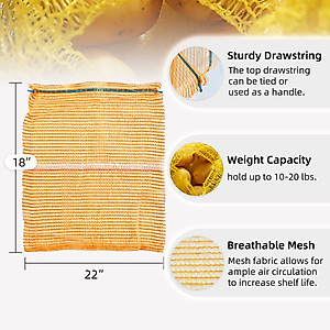 deebree Reusable Potato Storage Mesh Bags, 18"×22” Breathable Mesh Firewood Bags Raschel Mesh Bag for Vegetables Washable Net Bags with Drawstring for Potato Onion Storage 10 Pack