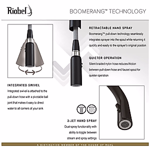 Riobel AZ400BK - Azure kitchen faucet with spray, Black