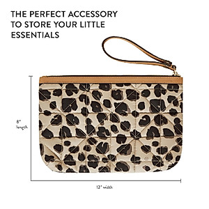 TWELVElittle Companion Diaper Pouch 2.0, Quilted Travel Pouch, Machine Washable Zippered Clutch for Diaper and Baby Essentials Leopard