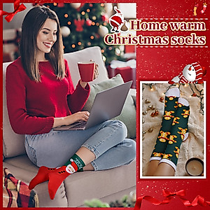 Handepo 24 Pcs Christmas Crew Socks Women Novelty Casual Dress Socks Animal Food Christmas Theme Patterned Funny Colorful Women's Xmas Gifts for Girls Teens
