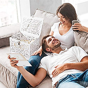 Great Lakes Memories GLM Wedding Card Box With Lock and Key, Card Box for Wedding, Rustic Wedding Decorations for Reception, Wedding Card Boxes for Reception with Lock, Money Box for Wedding (White)