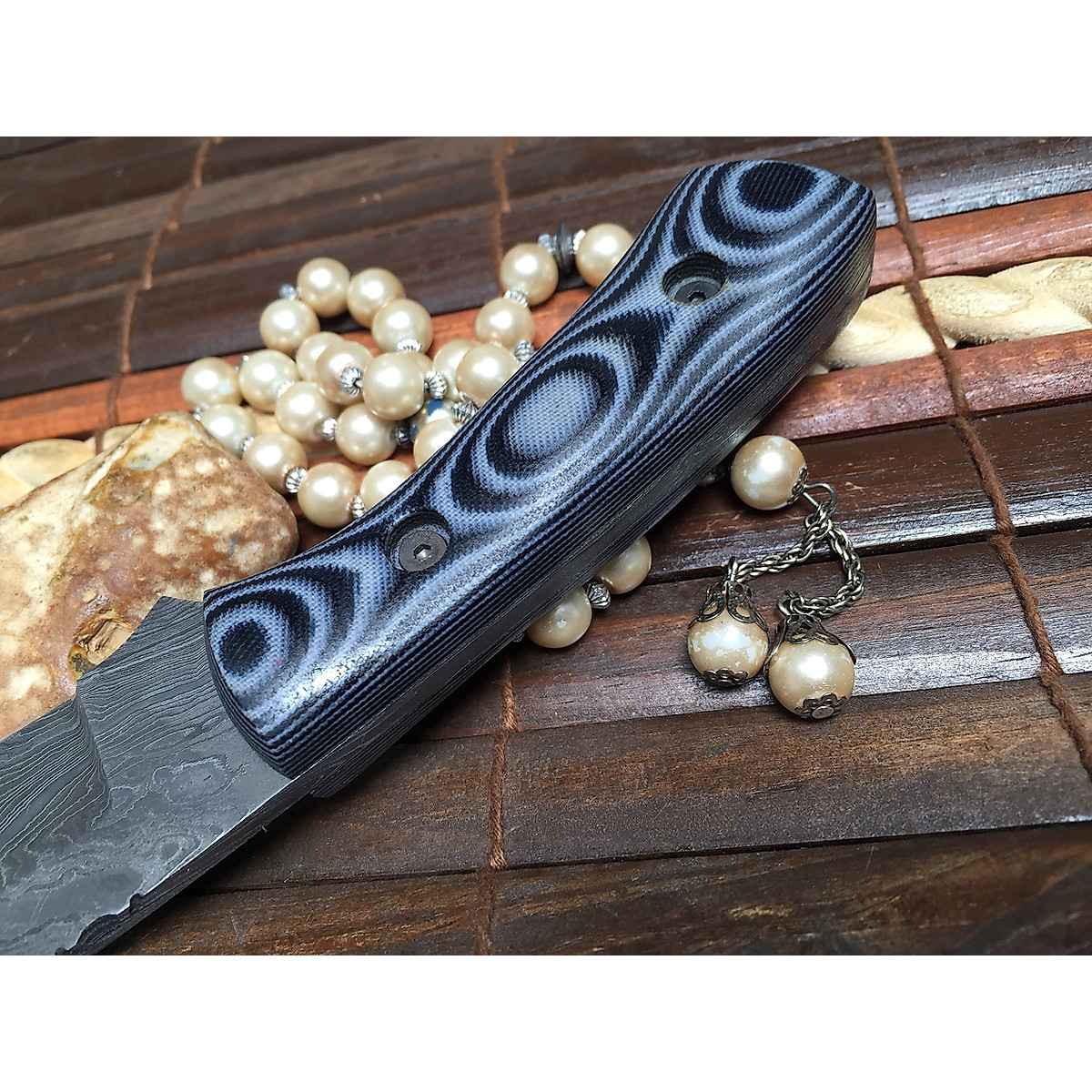 Perkin Handmade Damascus Hunting Knife Full Tang Fixed Blade Knife - 5MH