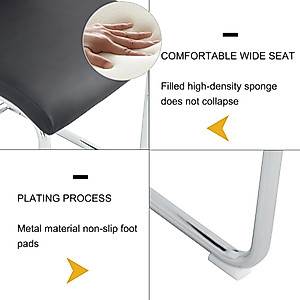 MEMUY Dining Chairs set 4, High Back Black Kitchen Chairs,Waterproof Faux Leather Dinner Chairs with Upholstered Seat,Armless Side Chairs with Chrome Plate Metal Legs for Kitchen Dining Room