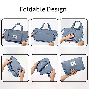 Jahomieo Large Capacity foldable Travel Bag, Expandable Lightweight Carry on Bag, Dry and Wet Separation Sports Duffel Bags