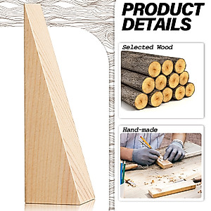 Treela Wooden Wedges for Chair Caning Supplies Wood Wedge Non Slip Wood Door Wedge Tool Triangle Wood Block for Chair Caning Door Stop, 3.94 x 1.18 x 1.18 Inch(10 Pieces)