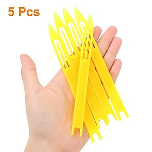 uxcell 5 Pcs Fishing Netting Needle Shuttles Kit Net Repair Needle Fishing Line Equipment Tool Plastic Cast Net Mending Sewing Needle Size:5# Yellow