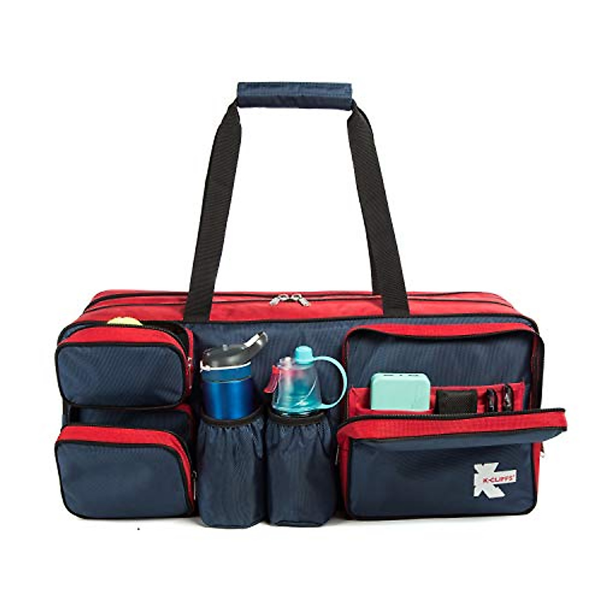 K-Cliffs Tennis Racket Bag | Deluxe Ballistic Nylon Travel Tournament Duffel | Shoe Compartment Red Blue Black