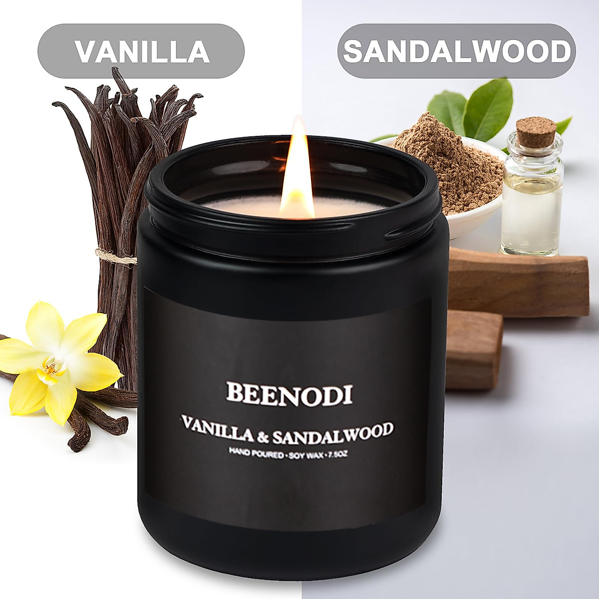 Scented Candles | BEENODI Candles for Home Scented | 7.5 OZ X 2 Pack Large Candles for Men Lavender & Eucalyptus Candle Stress Relief Gift Scents of Lavender & Eucalyptus | Vanilla & Sandalwood