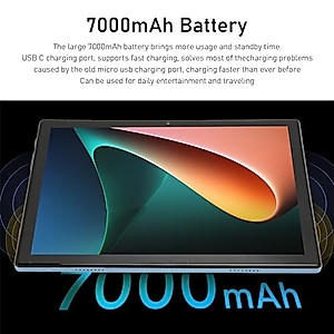 Tablet PC, 8GB RAM 256GB ROM 10.1 Inch Tablet Dual Speakers for Work for Learning (US Plug 100‑240V)