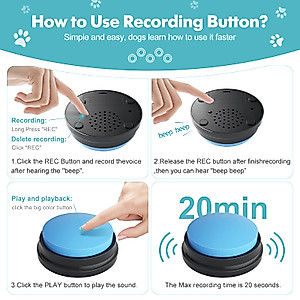 5 Pack-Dog Buttons for Communication Starter Pack,𝘿𝙤𝙜 𝘽𝙪𝙩𝙩𝙤𝙣𝙨 𝙏𝙖𝙡𝙠,Training Pet to Speaking Buttons,Speech Buttons with Words Voice Record Buttons,Push Buttons to Talk-Dog Gifts&Stuff