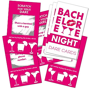 40 Bachelorette Party Drinking Game Dare Card - Bachelorette Scratch Off Cards - Perfect for Girls Night Out Activity,Bridal Showers, Bridal Parties,Girl Party - Bachelorette Night Dare Card - 40 shee