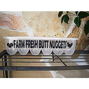 bpn Funny Egg Carton, Reusable Egg Cartons, Plastic Egg Containers, Stackable Egg Cartons. (Farm Fresh Butt Nuggets)