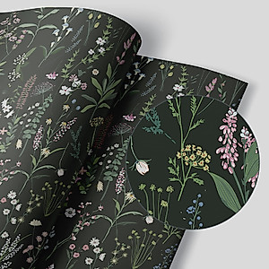 Rose Floral Drawer Liner Peel and Stick Contact Paper self Adhesive Wallpaper Removable Vinyl Decorative Shelf Drawer Liner 118 inch x17.4inch (Dark Green Floral, 118 inch x 17.4 inch)