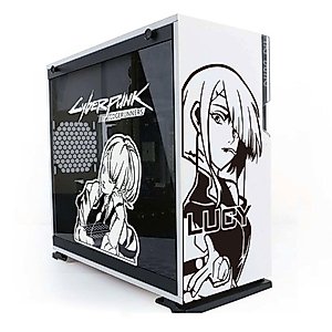 Cyberpunk: Edgerunners Sticker for PC Case,Anime Decor Decals for ATX Computer Chassis Skin,Waterproof Easy Removable (Black and White)