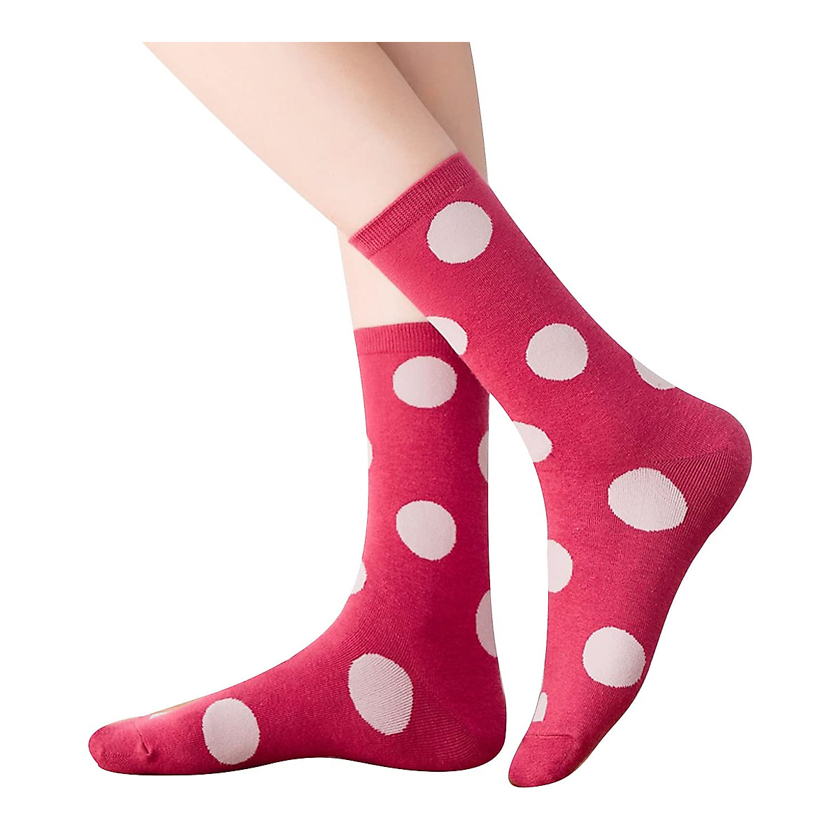 BonjourMrsMr Womens Socks Polka-dot Above Ankle Novel Cute Fun Cotton Frilly Socks for Big Girls 5/6 Pairs