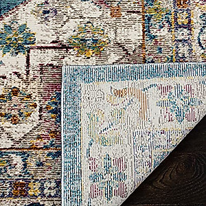 SAFAVIEH Aria Collection 2' x 8' Blue/Cream ARA160B Oriental Medallion Distressed Non-Shedding Living Room Entryway Foyer Hallway Bedroom Runner Rug