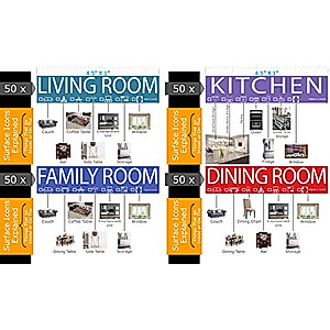 600 Home Moving Labels for 3 Bedroom House. 50 labels per room, 12 Color Coded Label Rolls. FRAGILE label included. For Moving boxes, Moving Supplies, Wardrobe Boxes, Apartment sticker