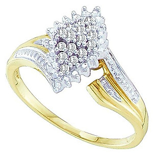 Dazzlingrock Collection 0.12 Carat (ctw) 10K Round Cut White Diamond Ladies Cluster Engagement Ring, Yellow Gold