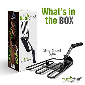 NutriChef Upgraded NutriChef Premium BBQ Grill Starter, Fire Ignition, Reusable Electric Charcoal Starter, Campfire, Fireplace, Outdoor Cooking Equipment - 600 Watt, Black (PKCHALT5)