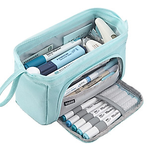 HVOMO Pencil Case Large Capacity Pencil Pouch Handheld Pen Bag Cosmetic Gift for Office School Teen Girl Boy Men Women Adult (Blue)