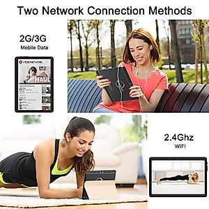 Winsing Android Tablet 10 Inch, Tablets Android with 32 GB ROM, Expand to 128 GB,3G Unlocked Phablet with Sim Card Slot, WiFi, Bluetooth, GPS, Black, Gifts for Mother's Day Bluetooth, Black