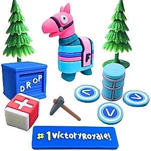 Lemoneon Video Game Cake Toppers Upgraded Designs V2 Battle Royale Llama Decoration for Birthday Party Cake Decor 11Pcs/Set
