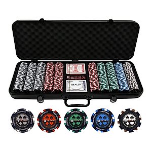 Versa Games 500pc Poker Chips - Pro Poker Clay Poker Chip Set - Casino Quality Clay Poker Chips with Denomination Numbers for Texas Holdem - New Upgraded Poker Chip Case - Poker Chips Set