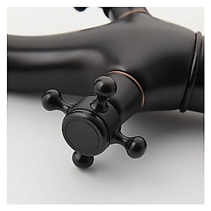 MIYANXI Spray Bathtub Basin Sink Bathroom Faucet Single Handle Single Hole Deck Mounted Cold and Hot Mixer Water Tap,Kitchen Sink Faucet, Black, WJ5501