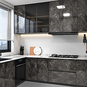 Black Marble Contact Paper Peel and Stick Countertops 15.8" x 78.7" Decorative Wallpaper Waterproof Marble Contact Paper for Countertops Removable Wall Paper Black Vinyl Film for Cabinets Liner