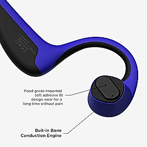 Vibez Bone Conduction Headphones Portable Open Ear Headset Wireless Bluetooth 5.0 Connectivity Sweat Resistant Sports Earphones with Microphone Volume Control for Running Hiking Driving Bicycling Blue