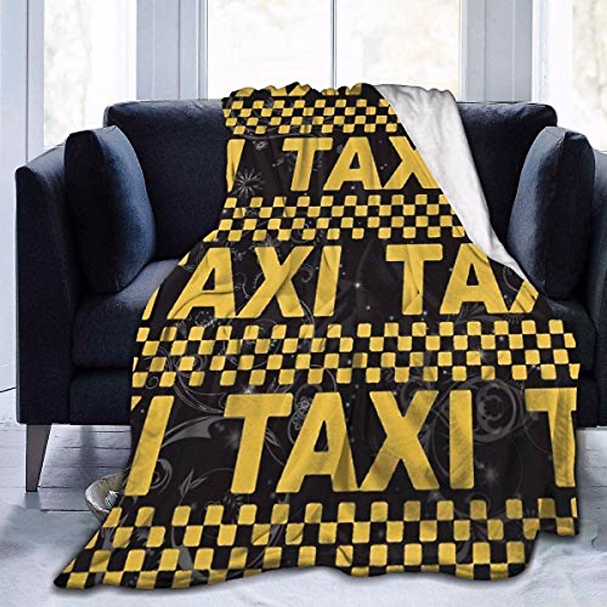Fleece Blanket Taxi Driver Cab Throw Blanket Warm Cozy Ultra Printed Fleece Blankets for Bed Sofa Couch