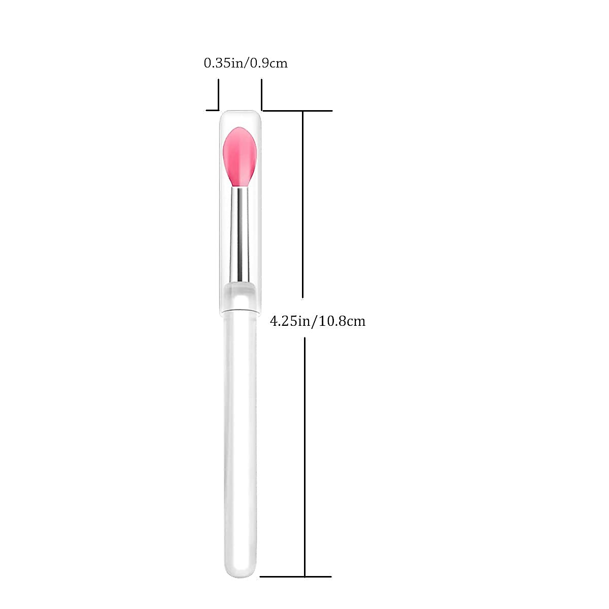 LORMAY Silicone Lip Brushes with Transparent Handles and Caps. Perfect Applicators for Cream Lip Mask, Eyeshadow, and Lipstick (4pcs, Multicolor)