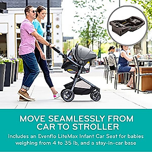 Evenflo Pivot Vizor Travel System with LiteMax Infant Car Seat (Chasse Black)