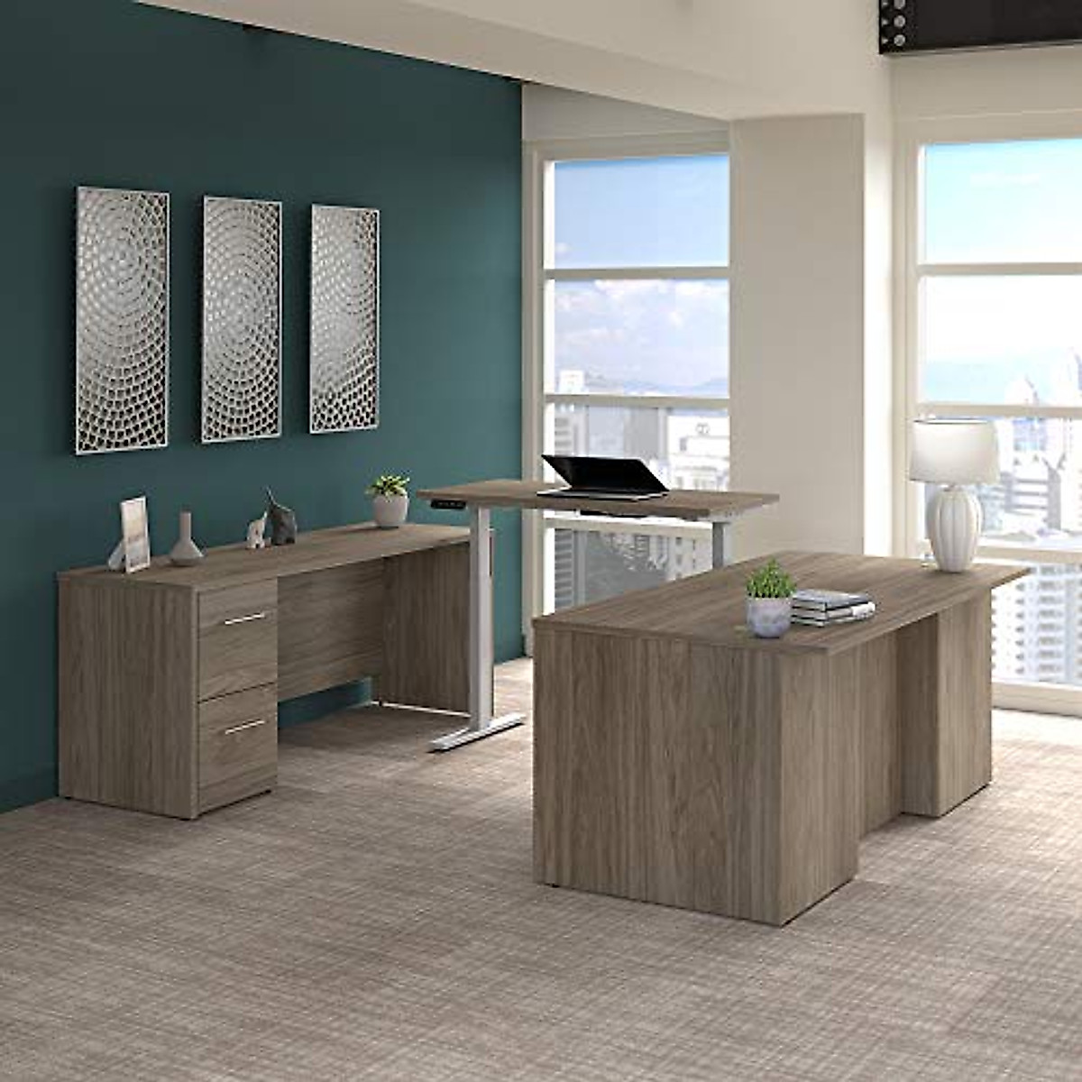 Bush Business Furniture 500 Home Office Desk, 72W, Modern Hickory