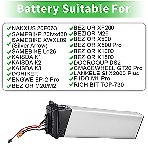 F-wheel Electric Bike Battery,Ebike Battery 48V,10Ah 480Wh Li-ion Ebike Conversion Kit with Battery, Electric Bike Motor Kit with Battery for Max 350W (Silver)