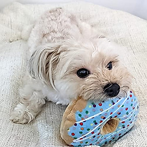 Huxley & Kent H&K for Dogs Power Plush | Drizzle Donut Blue (Large) | Funny Dog Toy | Dog Toy with Squeaker | Dog Gift | Fun, Durable, and Safe | Squeaky Dog Toy