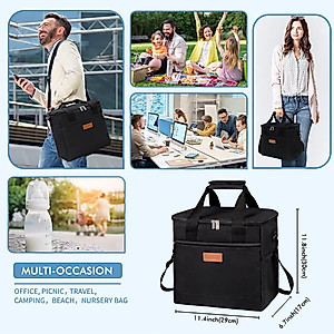 iknoe Large Cooler Bag Collapsible 24 Can Insulated Bags Leakproof Lunch Cooler Tote With Multi-Pockets for Adult & Kids Insulated Thermal Bag for Beach, Picnic, Office Work (New Black)