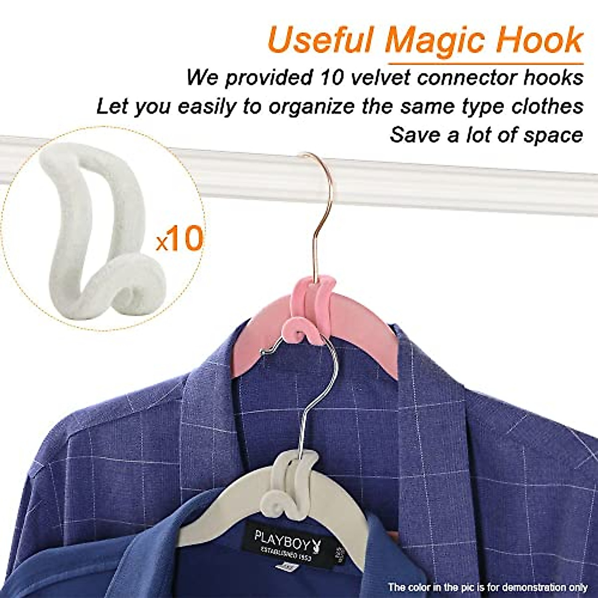 50+10 Pack Non-Slip Velvet Hangers Suit Clothes Hanger Space Saving Hangers 15~20LBS Heavy Duty Hangers 16.5inch