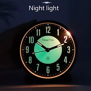 GRFIT Alarm Clocks Super Loud Rechargeable Luminous Alarm Clock, 4 "Round Silent Analog Table Clock Non-Ticking, Desk Clock for Bedroom, Bedside Table Bedside Clock (Color : Brass)